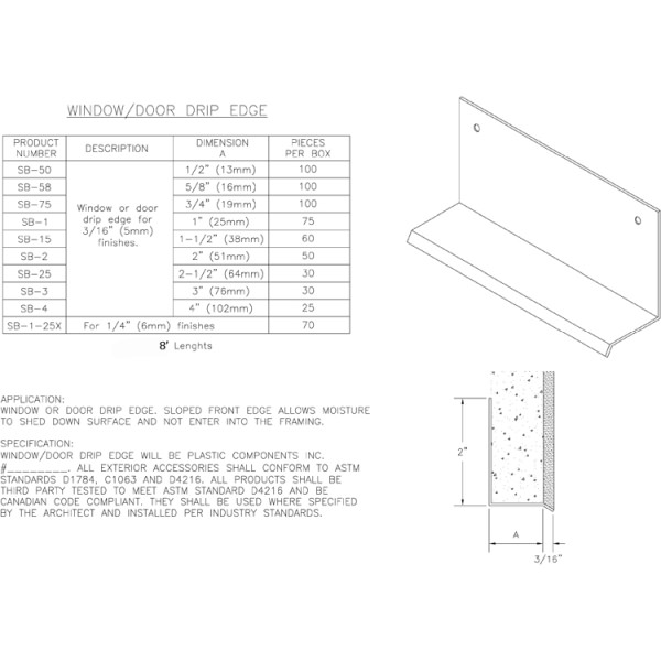 Drip edge, window drip edge, door drip edge, plastic drip ed