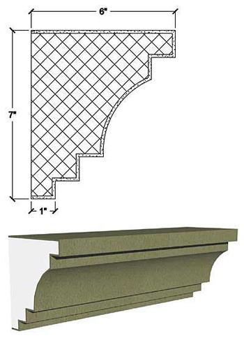 Cornice, 6 inch wide x 7 inches height x 8 foot