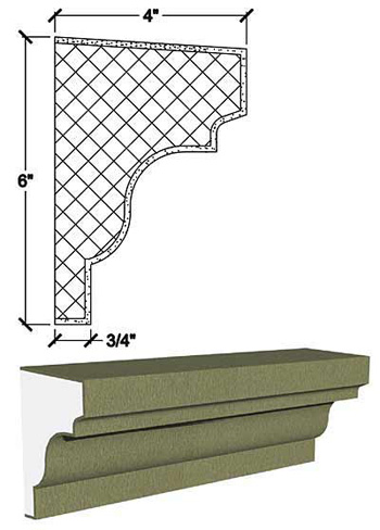 Sill, 4 inches wide x 6 inches height x 8 foot