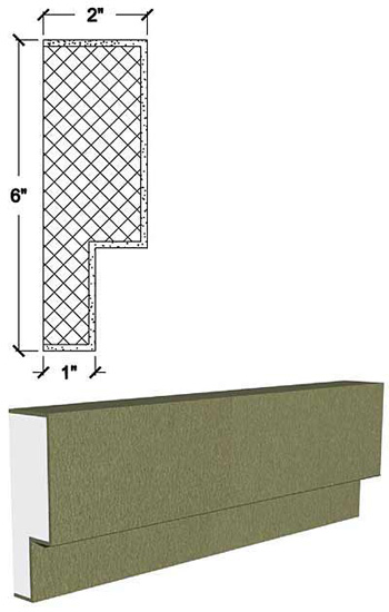 Trim, 2 inch wide x 6 inches height x 8 foot