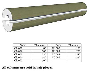 16" Diameter x 8' Smooth Column (prices are per 1/2 column)